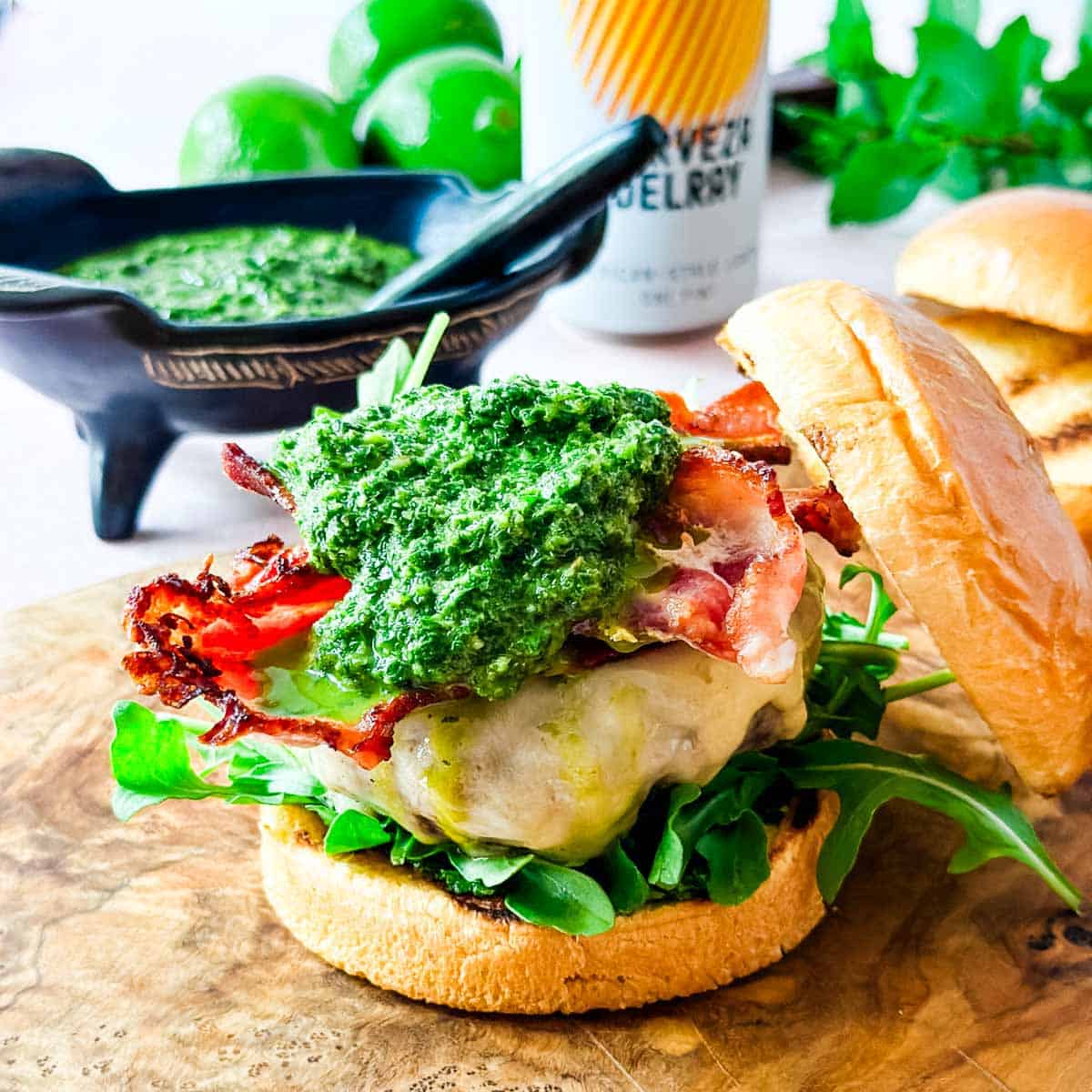 Grilled Lamb Burger with Bacon & Mint-Jalapeño Chimichurri – Natalie ...