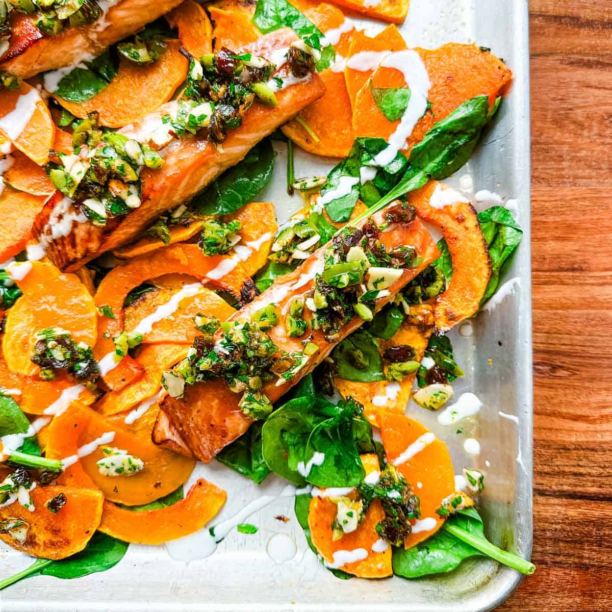 Slow Roasted Salmon with Spring Herb Sauce – Natalie Marble Cooks
